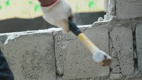 Hand of worker using hammer smashing and... | Stock Video | Pond5