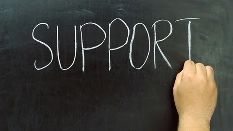 Hand writing support word with chalk on ... | Stock Video | Pond5