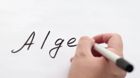 Hand writing the word Algeria on white p... | Stock Video | Pond5