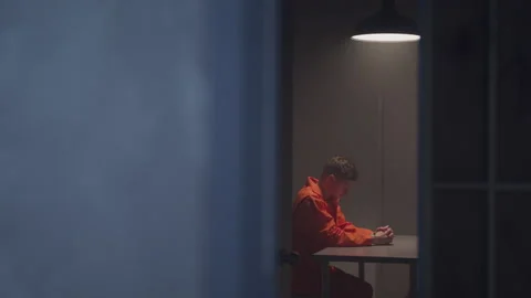 Handcuffed Prisoner Sitting at an Interr... | Stock Video | Pond5