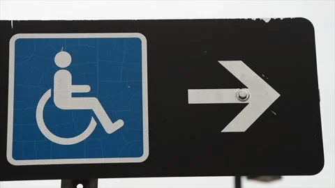 handicap sign blue logo with white arrow... | Stock Video | Pond5