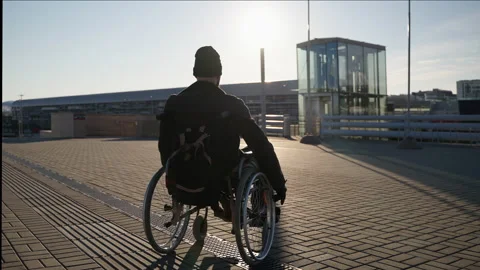 Handicapped man in disability-friendly c... | Stock Video | Pond5