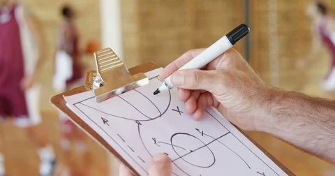 Hands of basketball coach drawing diagra... | Stock Video | Pond5