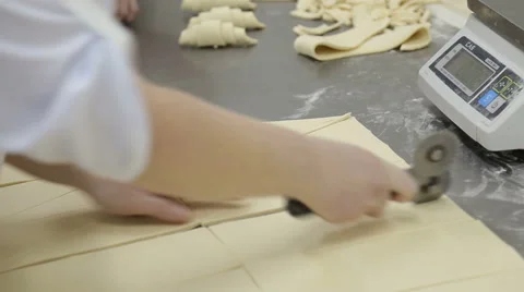 Hands Cutting Dough With A Knife. Proces... | Stock Video | Pond5