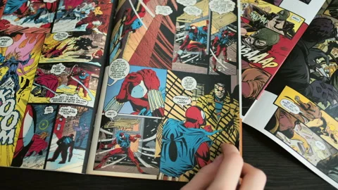 Hands flipping comic book pages. Comics ... | Stock Video | Pond5