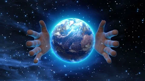 Hands of God Rising and Covering the Pla... | Stock Video | Pond5