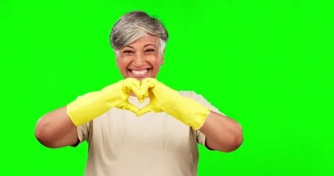 Hands in heart, green screen and woman f... | Stock Video | Pond5
