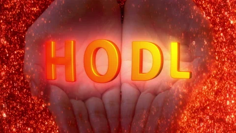 Hands holding HODL meme text message on ... | Stock Video | Pond5