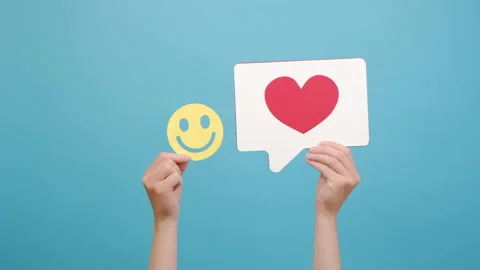 Hands holding reaction icon share repost... | Stock Video | Pond5