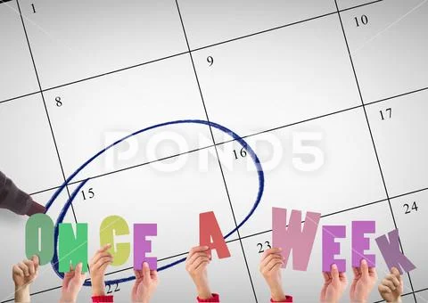 Hands holding word Once A Week against calendar ~ Premium Photo #73264274