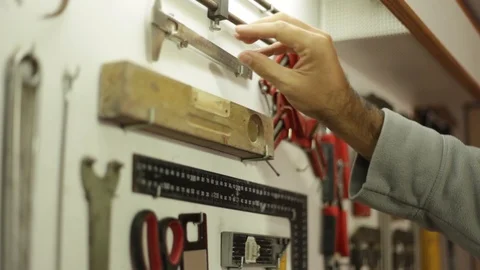 Hand´s man choosing tools for work | Stock Video | Pond5