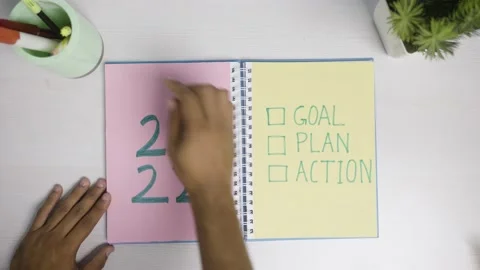 hands marking 2020 goal, plan and action | Stock Video | Pond5