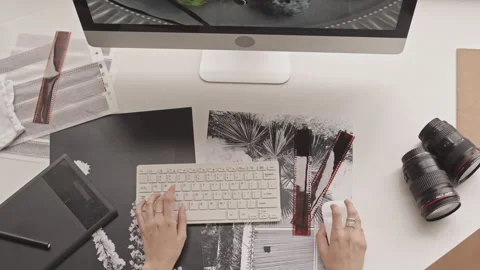 Hands of Photographer Editing Photos on ... | Stock Video | Pond5