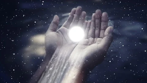 Hands praying to god with light effect o... | Stock Video | Pond5