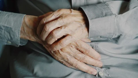 Hands of senior man, old skin with veins... | Stock Video | Pond5