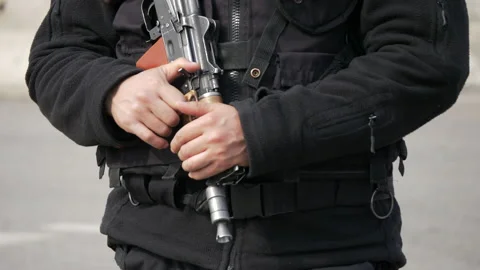 Hands of a special forces soldier in bla... | Stock Video | Pond5