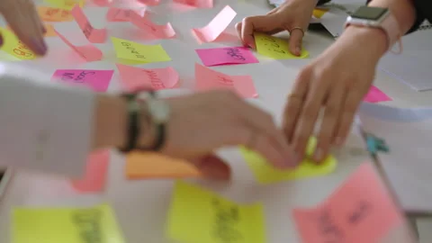 Hands, sticky notes or team brainstormin... | Stock Video | Pond5