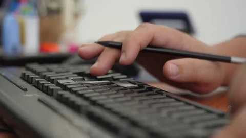 hands typing on keyboard computer slow m... | Stock Video | Pond5
