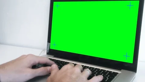 Hands Typing In Laptop With Green Screen... | Stock Video | Pond5
