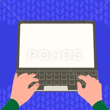 Hands typing text with keyboard. Laptop screen contains important ...