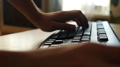 Hands use a computer keyboard | Stock Video | Pond5