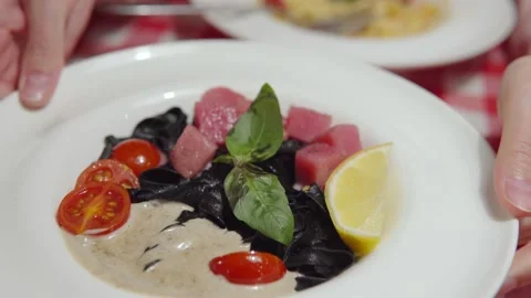 Hands of a woman shows black paste with ... | Stock Video | Pond5