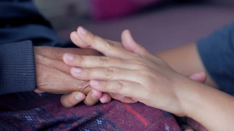 Hands of young woman touching to hands o... | Stock Video | Pond5