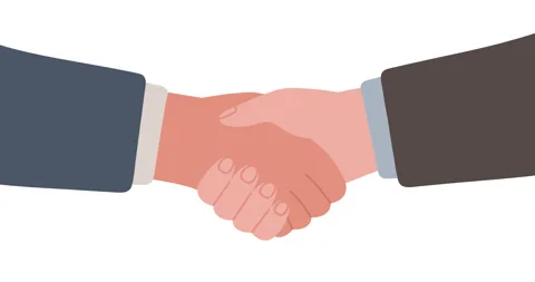 Handshake animated on white background. ... | Stock Video | Pond5