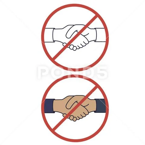 Handshake ban. No handshake the red badge icon ~ Clip Art #128248259
