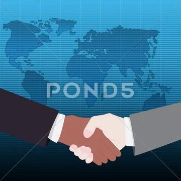 Handshake with world map background ~ Clip Art #38939511