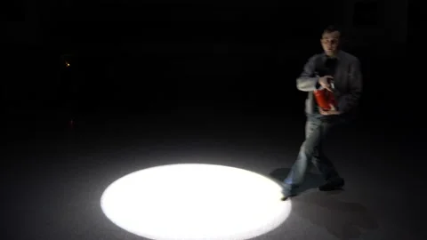 Handsome european man running with fire ... | Stock Video | Pond5