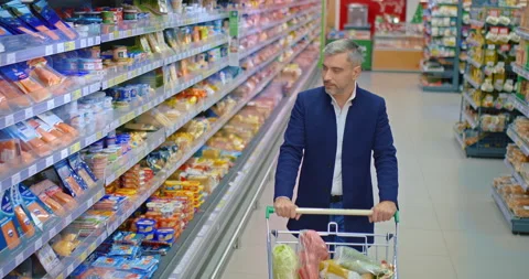 Person Walking Supermarket Aisle Stock Video Footage | Royalty Free ...