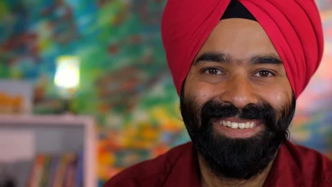 A handsome North Indian Sardar smiling. ... | Stock Video | Pond5
