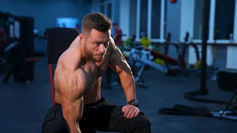 Handsome power athletic man bodybuilder ... | Stock Video | Pond5