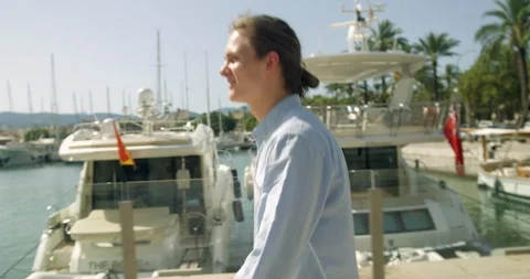 Handsome Rich Young Man Walking By his M... | Stock Video | Pond5