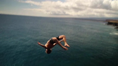 Handsome young man doing a backflip jump... | Stock Video | Pond5