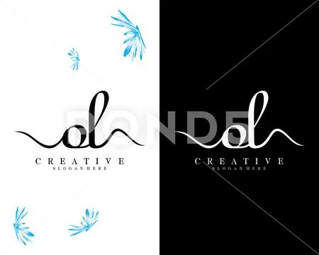 Handwriting script font ol, lo letter logo design template vector ...