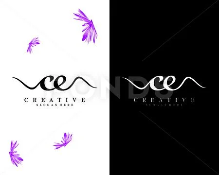 Handwriting script letter ce, ec logo design vector: Graphic #220708565