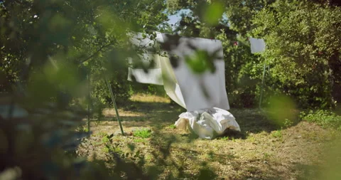 Hanging Laundry Bed Wet Sheets On Clothe... | Stock Video | Pond5