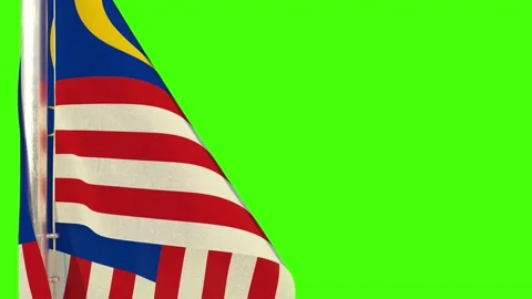 hanging Malaysia flag waving on green sc... | Stock Video | Pond5