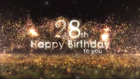 Happy 28th birthday greeting with golden... | Stock Video | Pond5