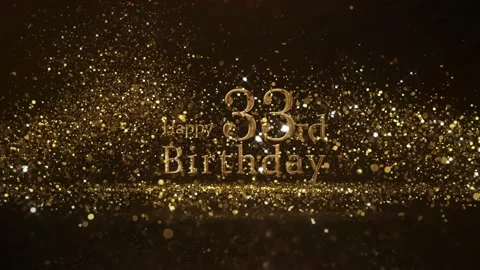 Happy 33rd birthday with golden confetti... | Stock Video | Pond5