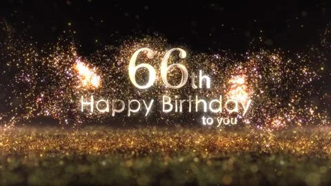 Happy 66th birthday greeting with golden... | Stock Video | Pond5