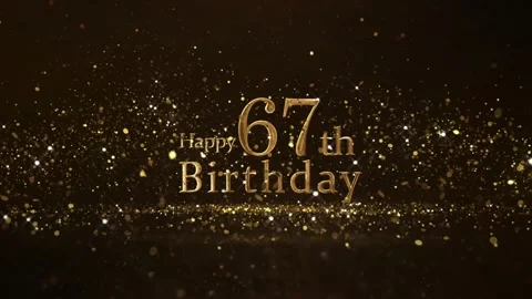 Happy 67th birthday with golden confetti... | Stock Video | Pond5