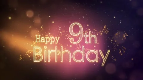 Happy 9th birthday greeting with stars a... | Stock Video | Pond5