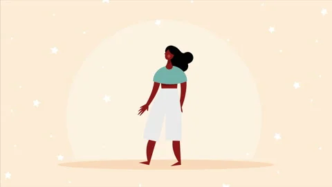 happy afro woman standing animation | Stock Video | Pond5