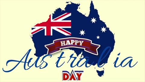 Happy Australia day animation video ,map... | Stock Video | Pond5