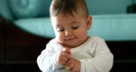 Happy baby clapping hand, joyful infant ... | Stock Video | Pond5