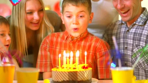 Happy big family celebrating birthday of... | Stock Video | Pond5