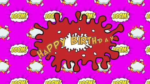 Happy birthday and boom text on speech b... | Stock Video | Pond5